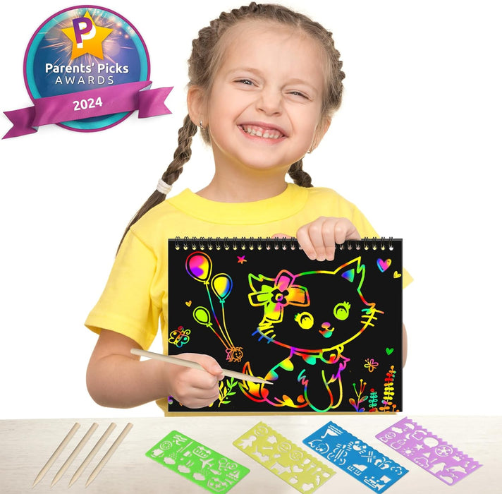 DIY Art Notebook Rainbow Scratch Art 3-Pack For Kids - Magic Drawing ...