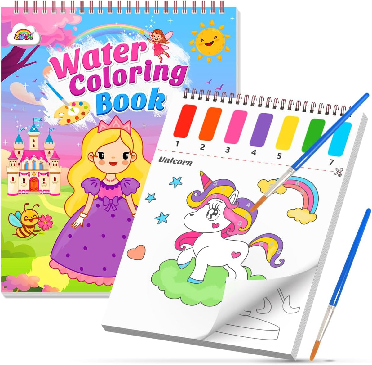 ZMLM Unicorn Theme Watercolor Painting Activity Book for Kids